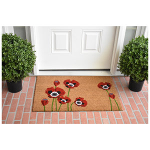 Winston Porter Dakota Poppies 36 in. x 24 in. Non-Slip Outdoor Door Mat ...