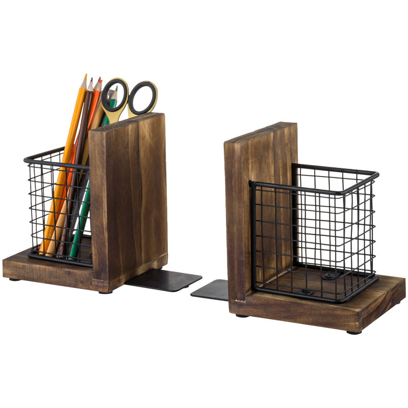 17 Stories Basket Bookends 2 Piece Office | Wayfair