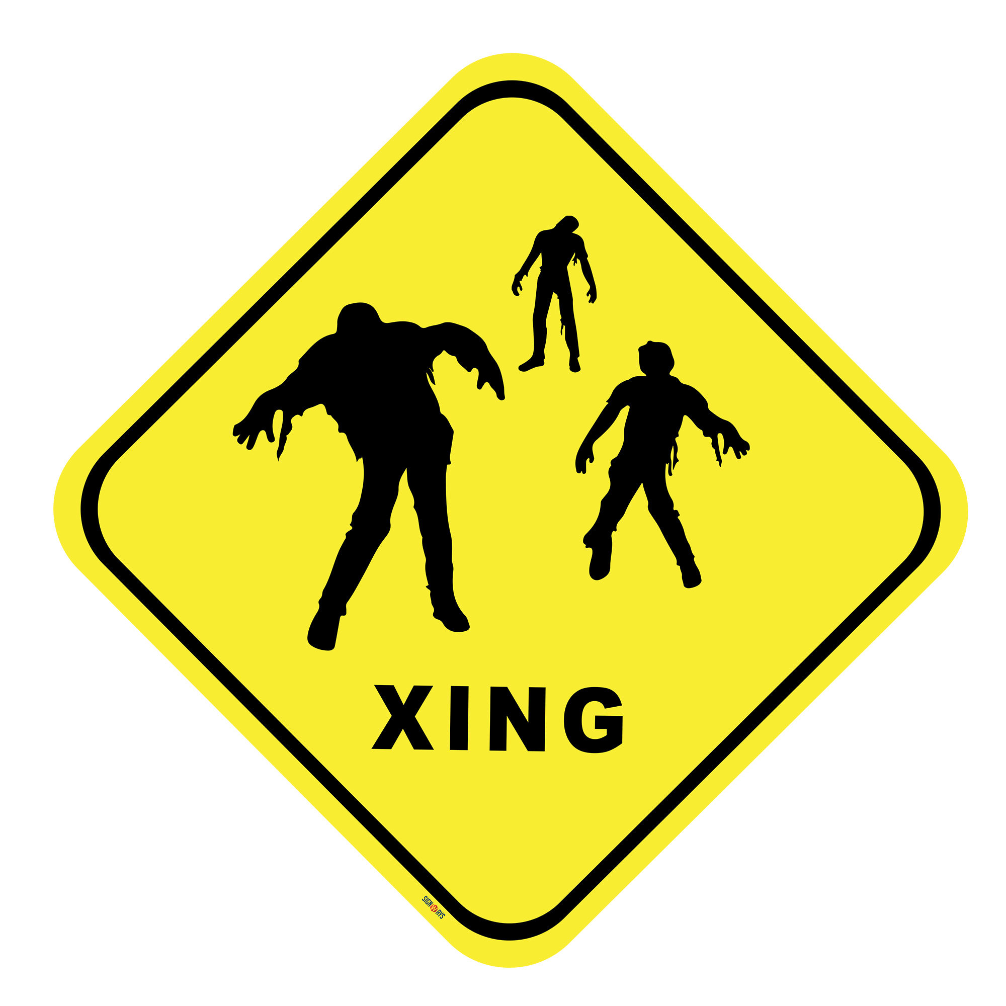 The Holiday Aisle® Dometrius Zombie Crossing Reflective Sign | Wayfair
