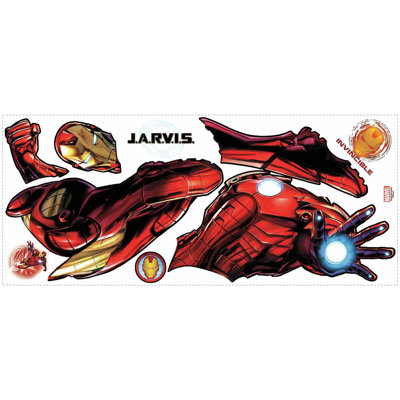Room Mates Iron Man Peel and Stick Giant Wall Decals with Glow ...