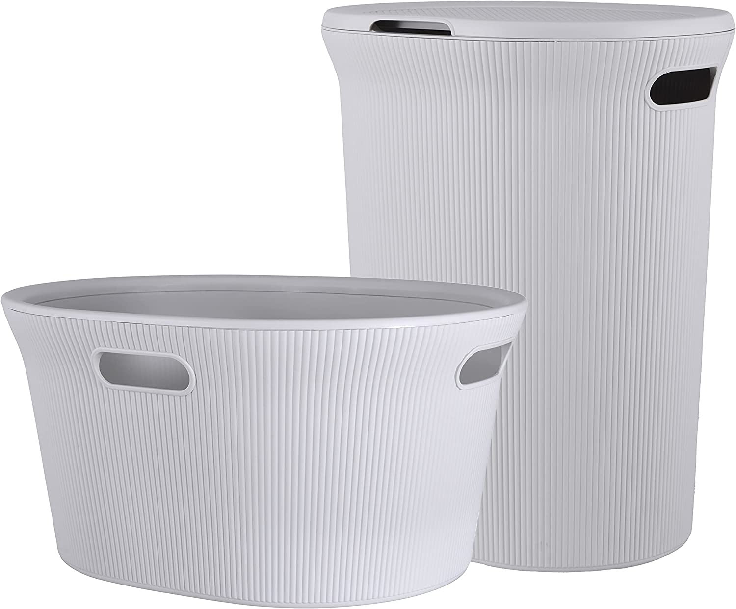 Rebrilliant 2 Piece Decorative Ribbed Laundry Hamper Set | Wayfair