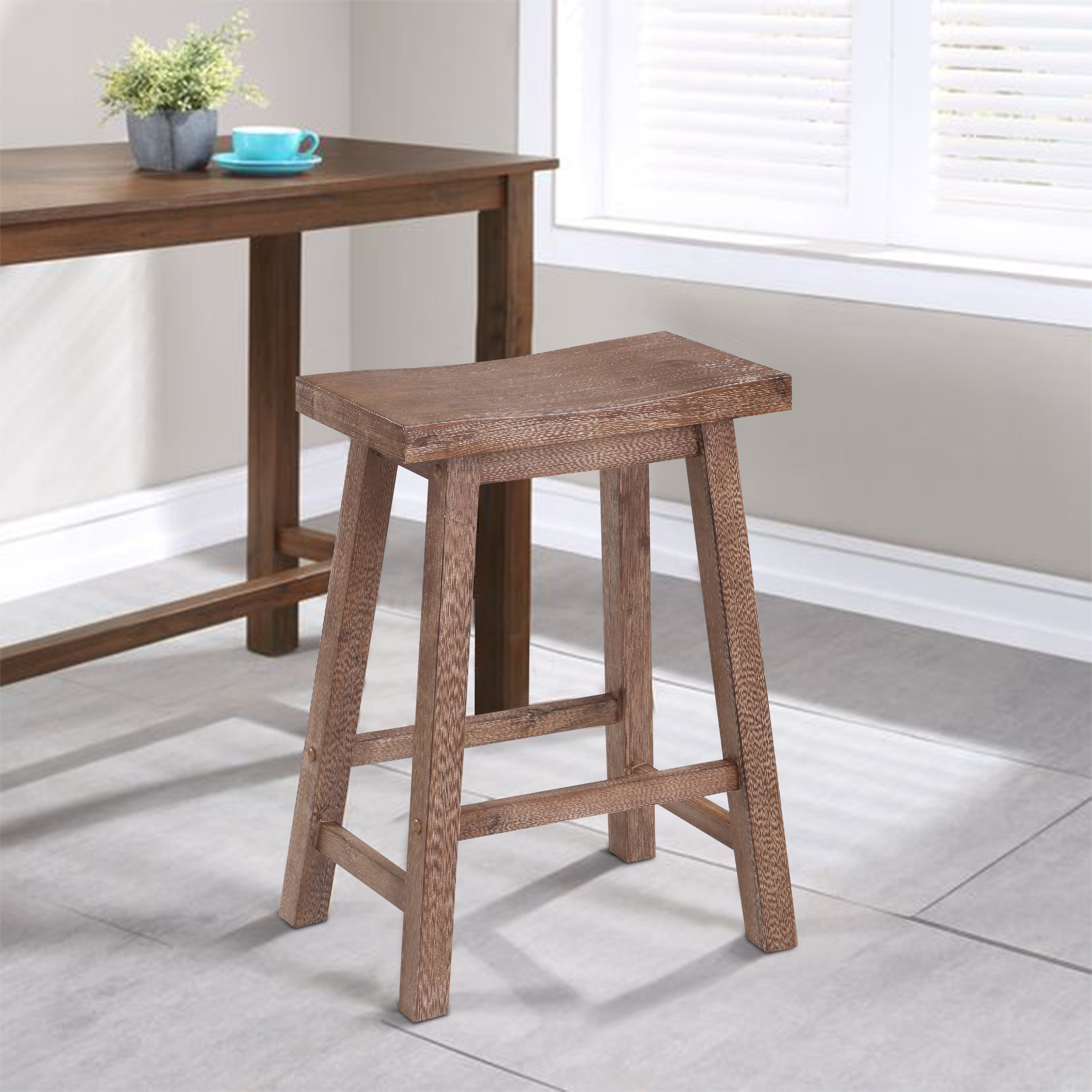 Red Barrel Studio® Counter Height Stool With Wooden Frame, Saddle Seat ...
