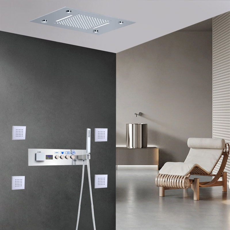 FontanaShowers Rome Rainfall Waterfall Remote Controlled LED Recessed ...