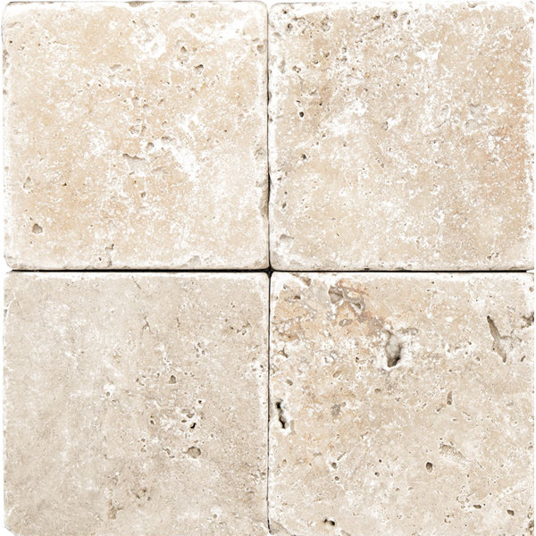 Parvatile Rustic Ivory 4" x 4" Travertine Marble Look Wall & Floor Tile ...