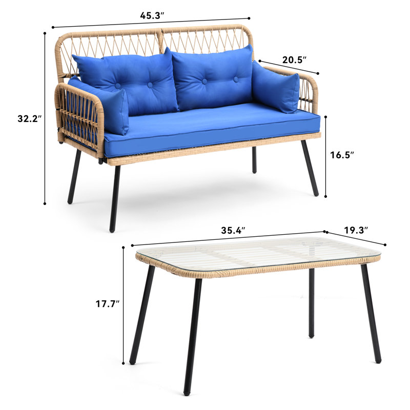Bay Isle Home Deakins 2 - Person Seating Group with Cushions | Wayfair