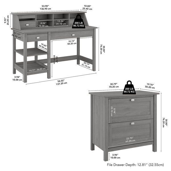 Lark Manor Aliyat 3 Piece Rectangle Computer Desk Office Set & Reviews ...