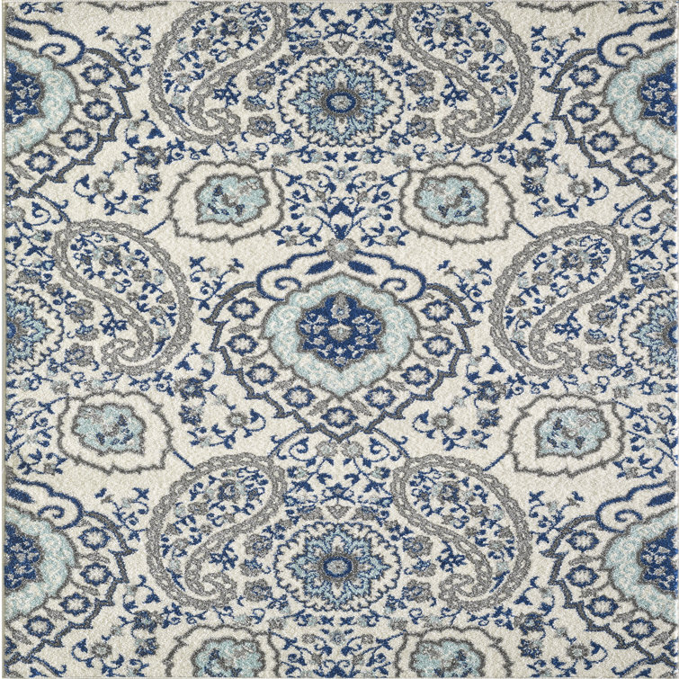 World Menagerie Fancy Paisley Cream/Blue Area Rug & Reviews | Wayfair