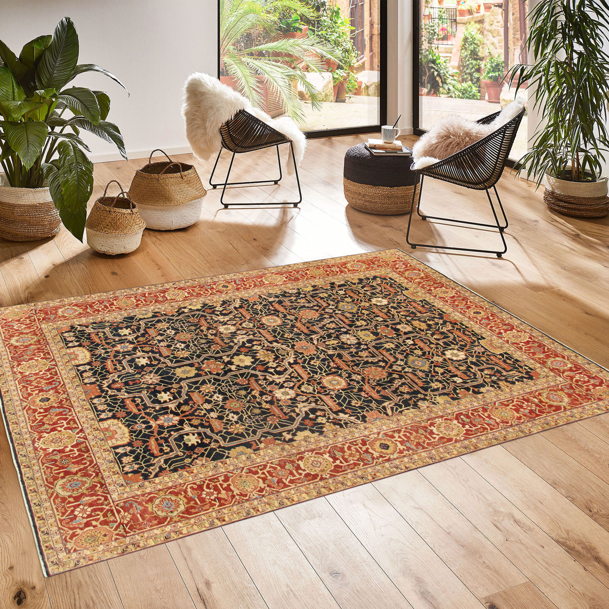 Pasargad Handmade Hand-Knotted Wool Brown/Black/Cream Rug | Wayfair