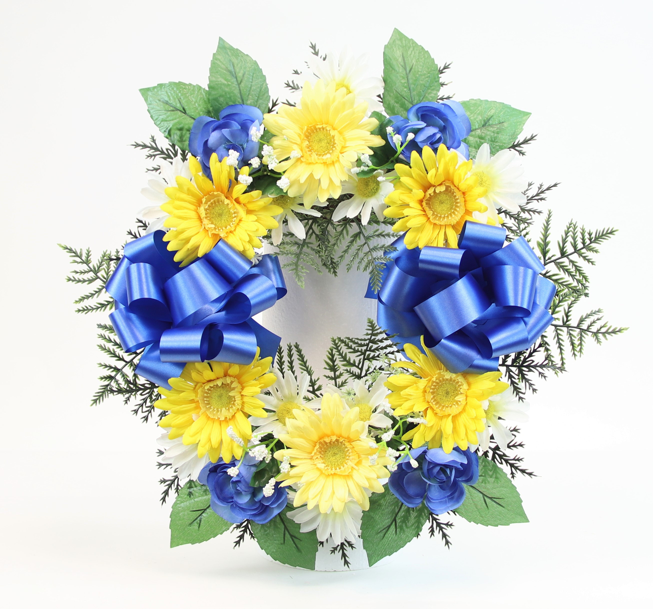 The Holiday Aisle® 18" Memorial Cemetery Gerbera Daisy Wreath with Wire ...