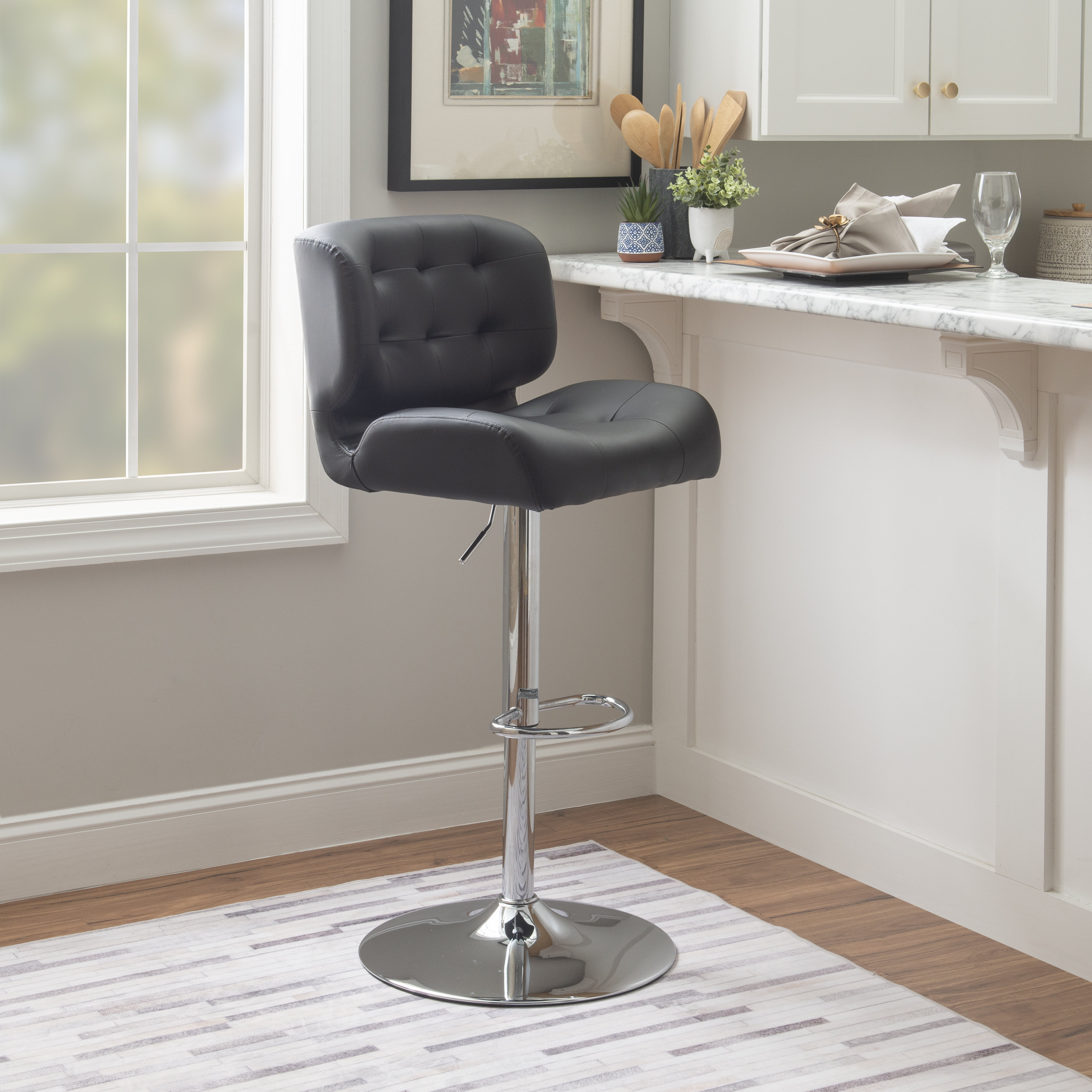 Ivy Bronx Aireen Swivel Adjustable Height Bar Stool | Wayfair