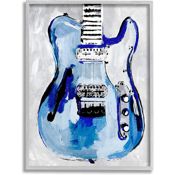 Red Barrel Studio® Abstract Rockstar Guitar Modern Painting Blue Grey ...