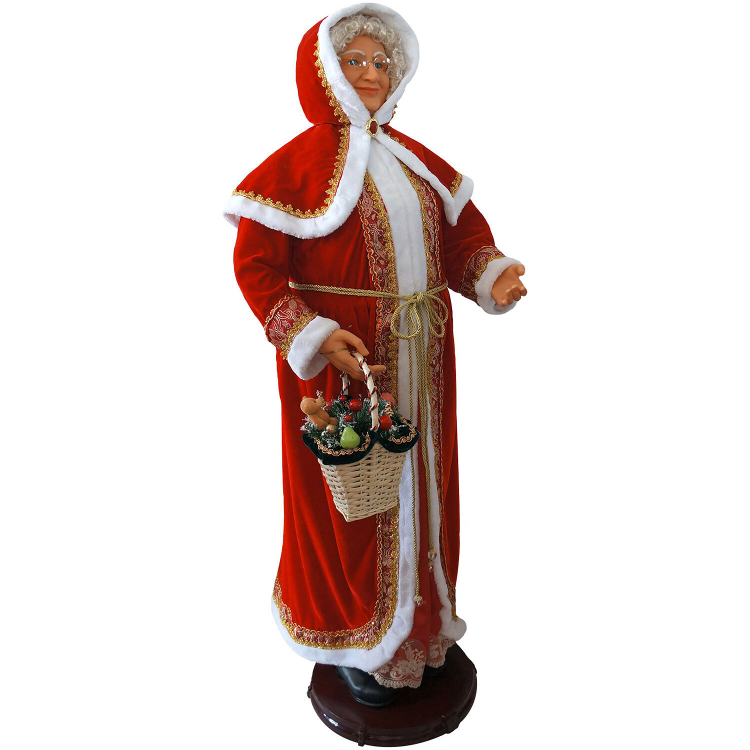 The Holiday Aisle® 58" Dancing Mrs. Claus with Hooded Cloak and Basket ...