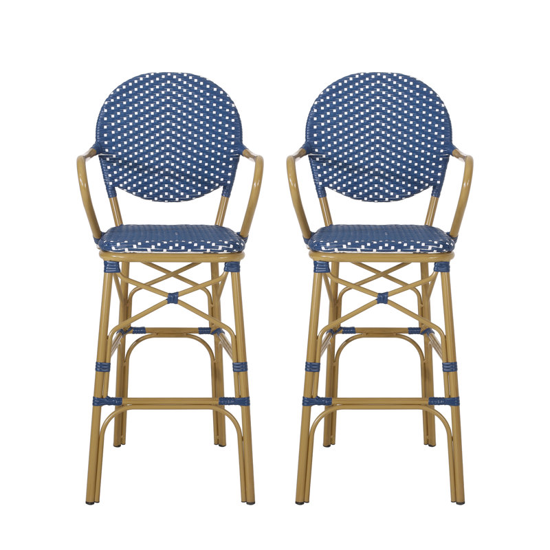 Breakwater Bay Glenmora Wicker Outdoor 29.25'' Bar Stool | Wayfair