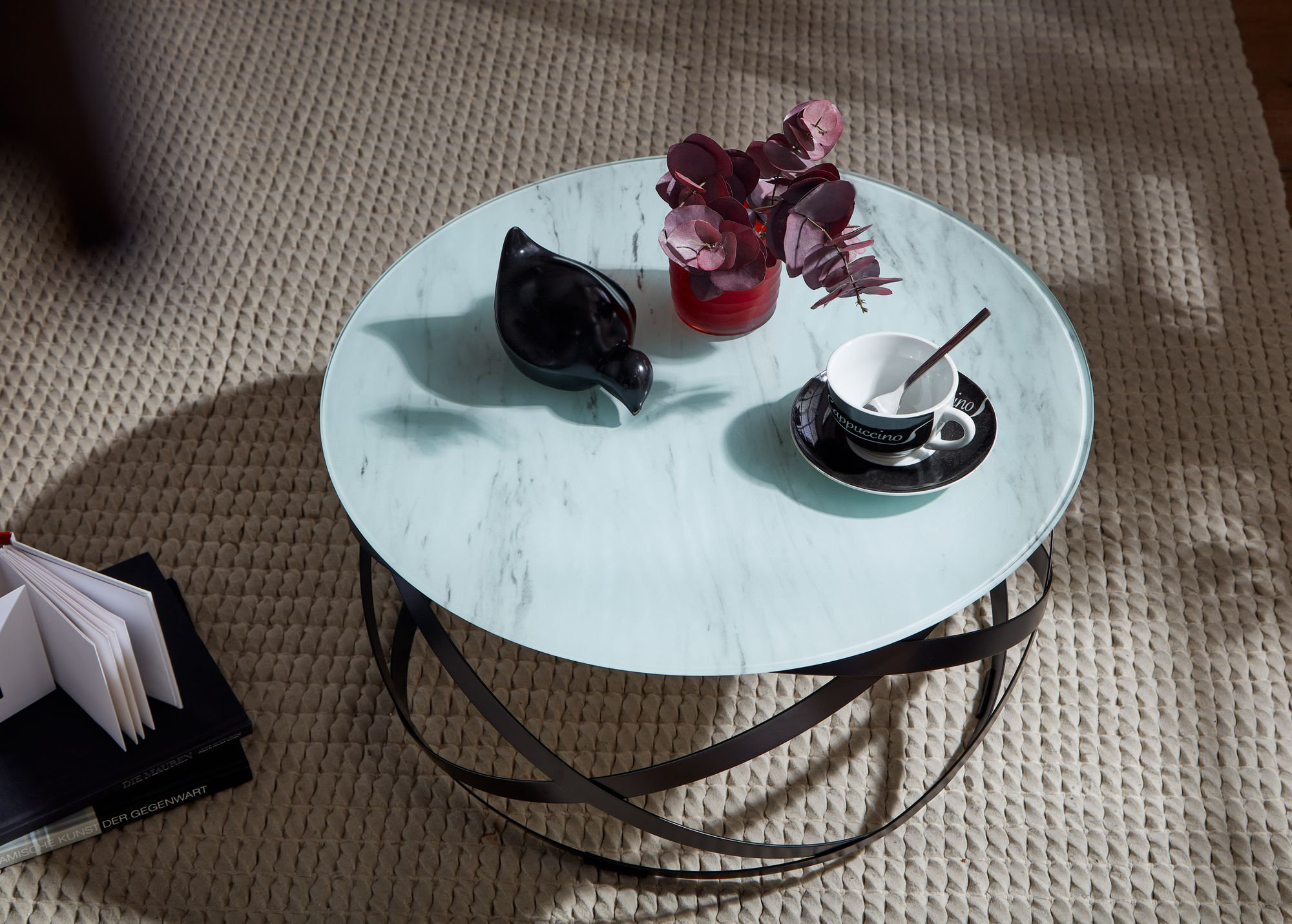 Ivy Bronx Coffee Table Coffee table with metal frame | Small table ...