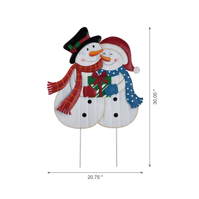 The Holiday Aisle® 30"H Metal Christmas Lovely Snowman Yard Stake or ...