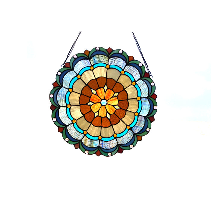 August Grove® Floral Tiffany Glass Window Panel & Reviews | Wayfair