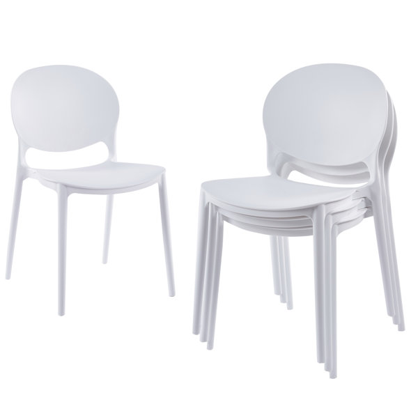 Metro Lane Stoker White Stackable Plastic Chairs (cha203) X 4 | Wayfair ...