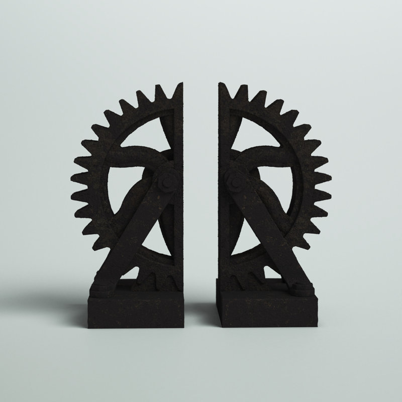 Steelside™ Rusted Gear Non-Skid Bookends & Reviews | Wayfair