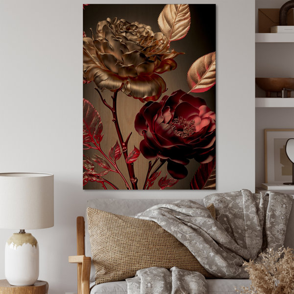 DesignArt Vintage Glam Rose VI Vintage Glam Rose VI - Unframed Print on ...
