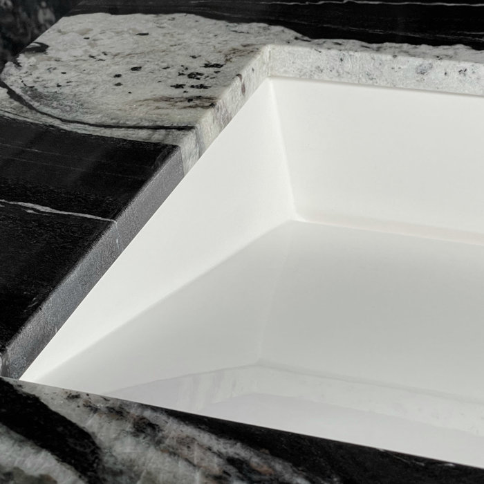 Marble-Lite 16'' Gloss White Polymarble Rectangular Undermount Bathroom ...