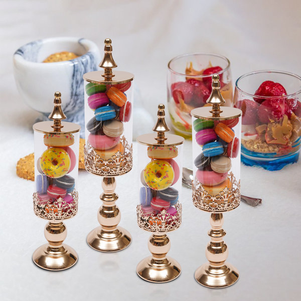 YaoTown 4 French Gold Candy Jars (2 Large and 2 Small Set) | Wayfair