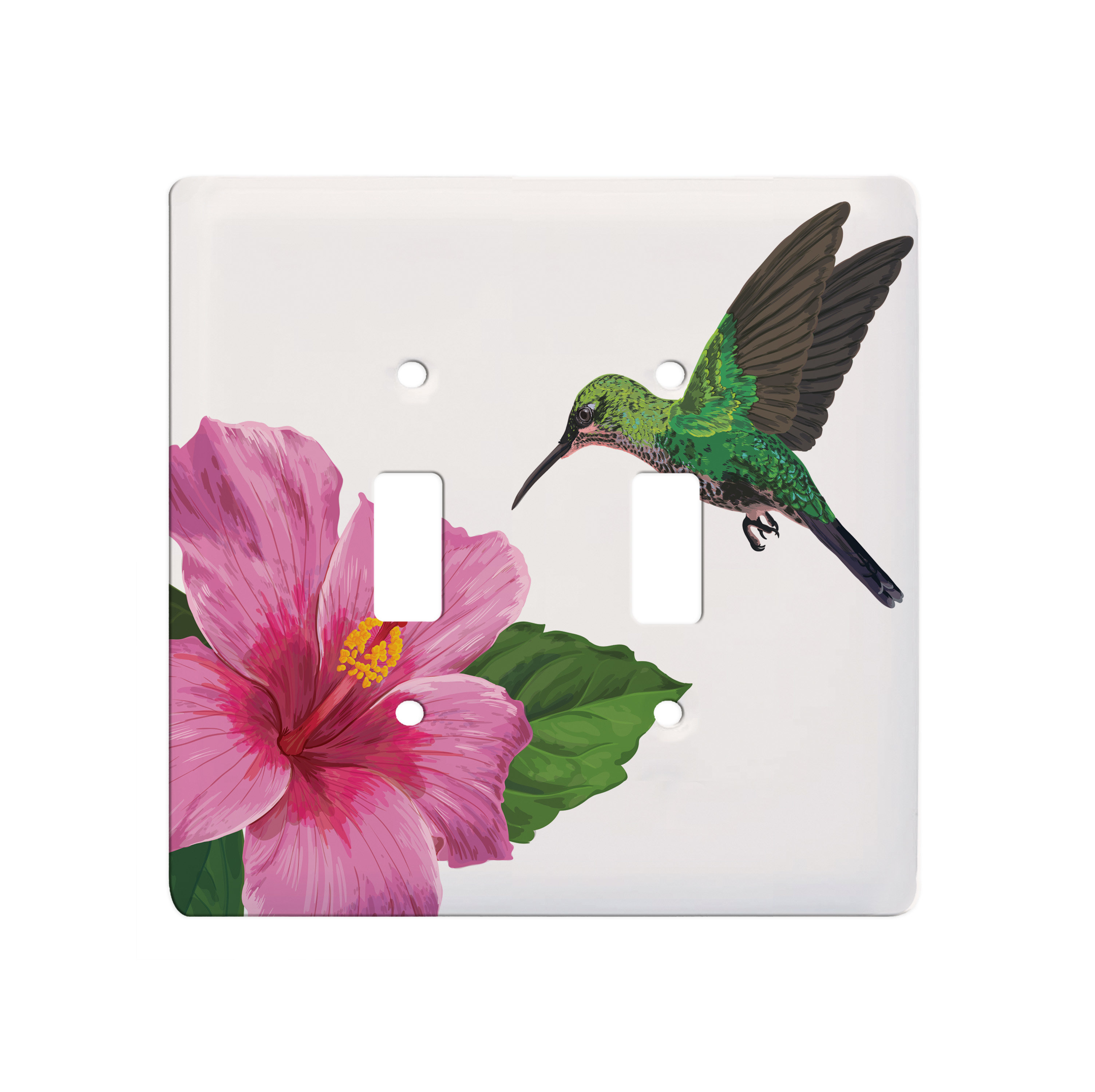 Rightside Design Hummingbird and Hibiscus 2-Gang Toggle Light Switch ...