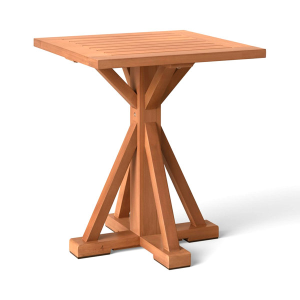 Gracie Oaks Morie Wood Patio Side Table Portable Outdoor For Backyard ...