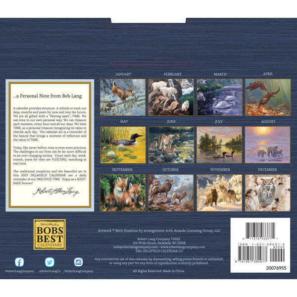Delafield Calendar Company Delafield Calendar 2023 Wildlife Full Size ...