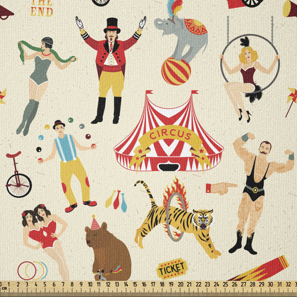 East Urban Home Circus Fabric By The Yard, Colorful Retro Circus As ...