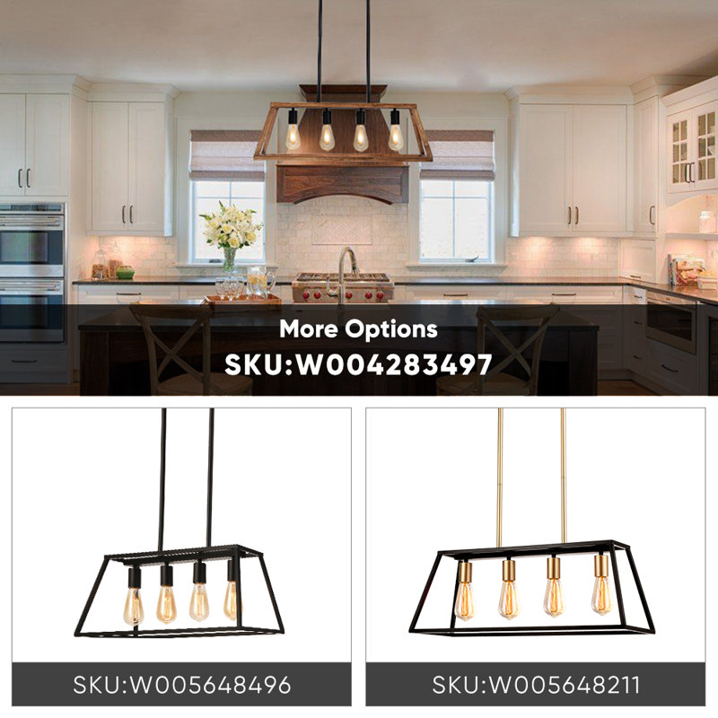 Gracie Oaks Elutheria 4 - Light Kitchen Island Linear Pendant & Reviews ...