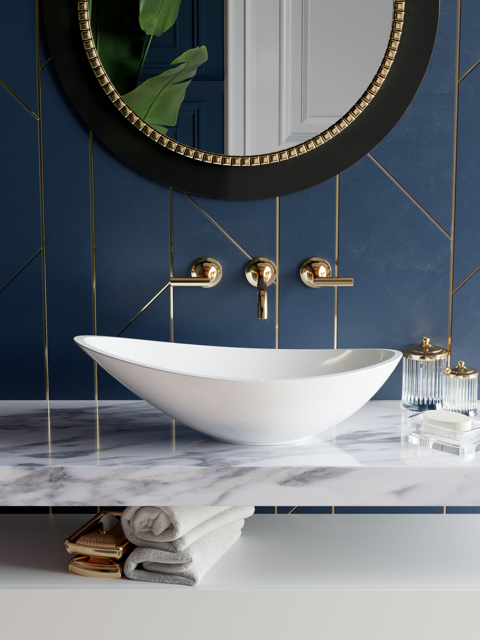 Calma Vivaldi 16.5'' White Polymarble Rectangular Trough Bathroom Sink ...