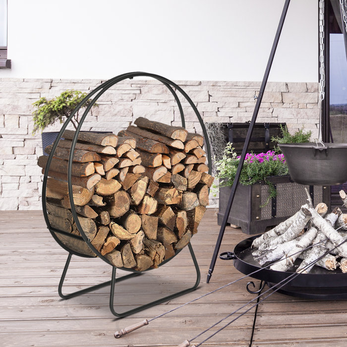 Steelside™ Wallace 23.8'' W Metal Log Rack & Reviews | Wayfair