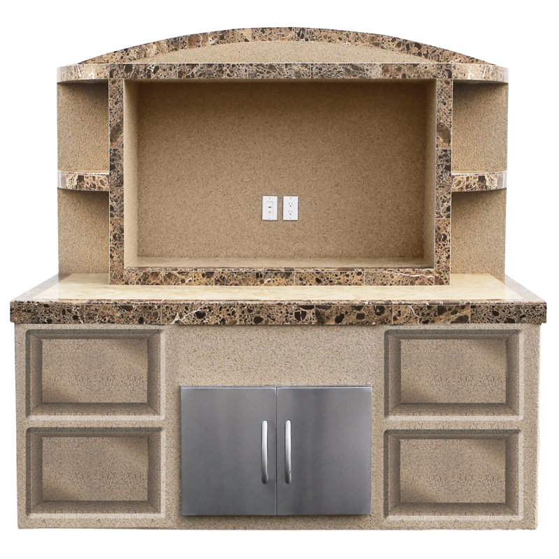 Arlmont & Co. Angelique Stone/Concrete Bar Counter | Wayfair