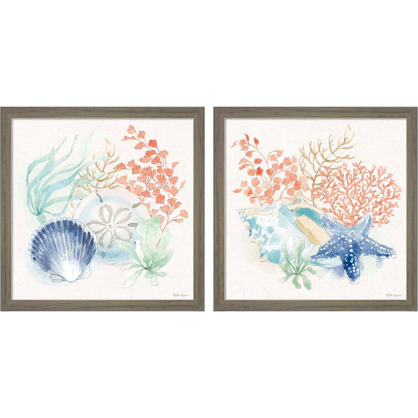 Dovecove Seaside E by - 2 Piece Picture Frame Painting Set | Wayfair