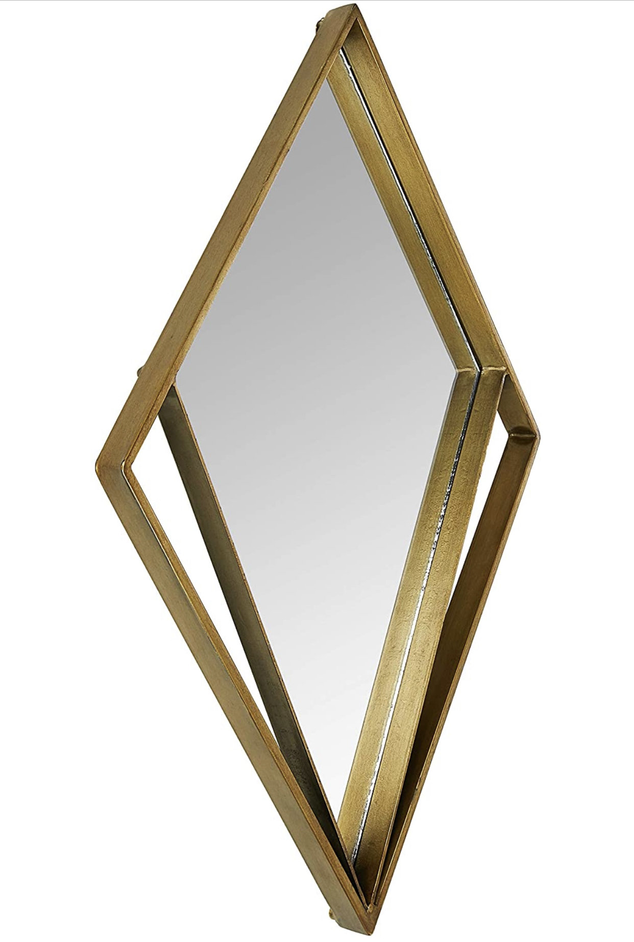 Everly Quinn Modern Rhombus Cutout Hanging Mirror, 26.75"h, Gold | Wayfair