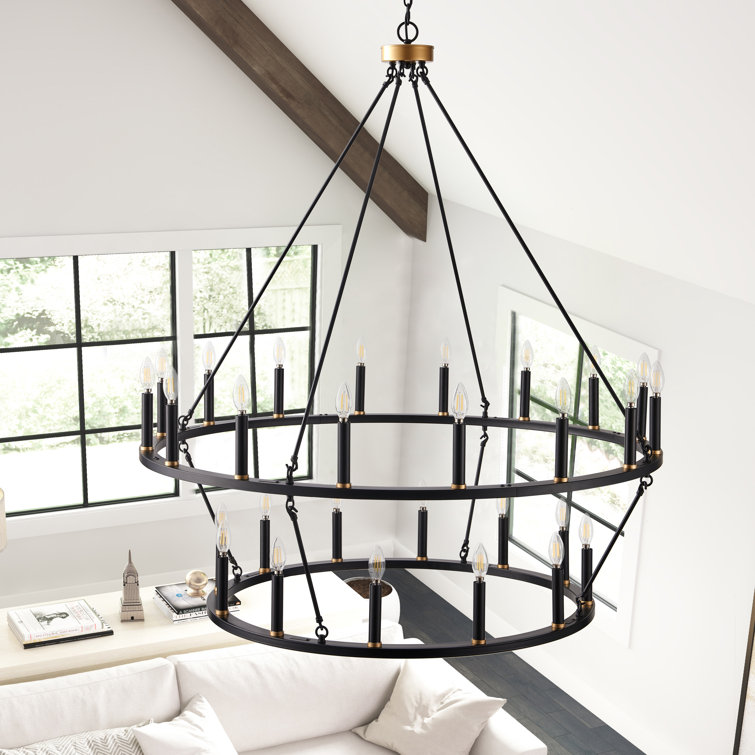 Trent Austin Design® 2-Tier Wagon Wheel Industrial Chandeliers | Wayfair