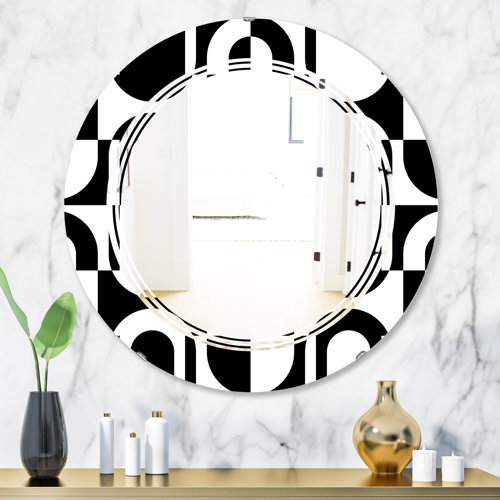 East Urban Home Monochrome Geometric Pattern VIII Wall Mirror | Wayfair