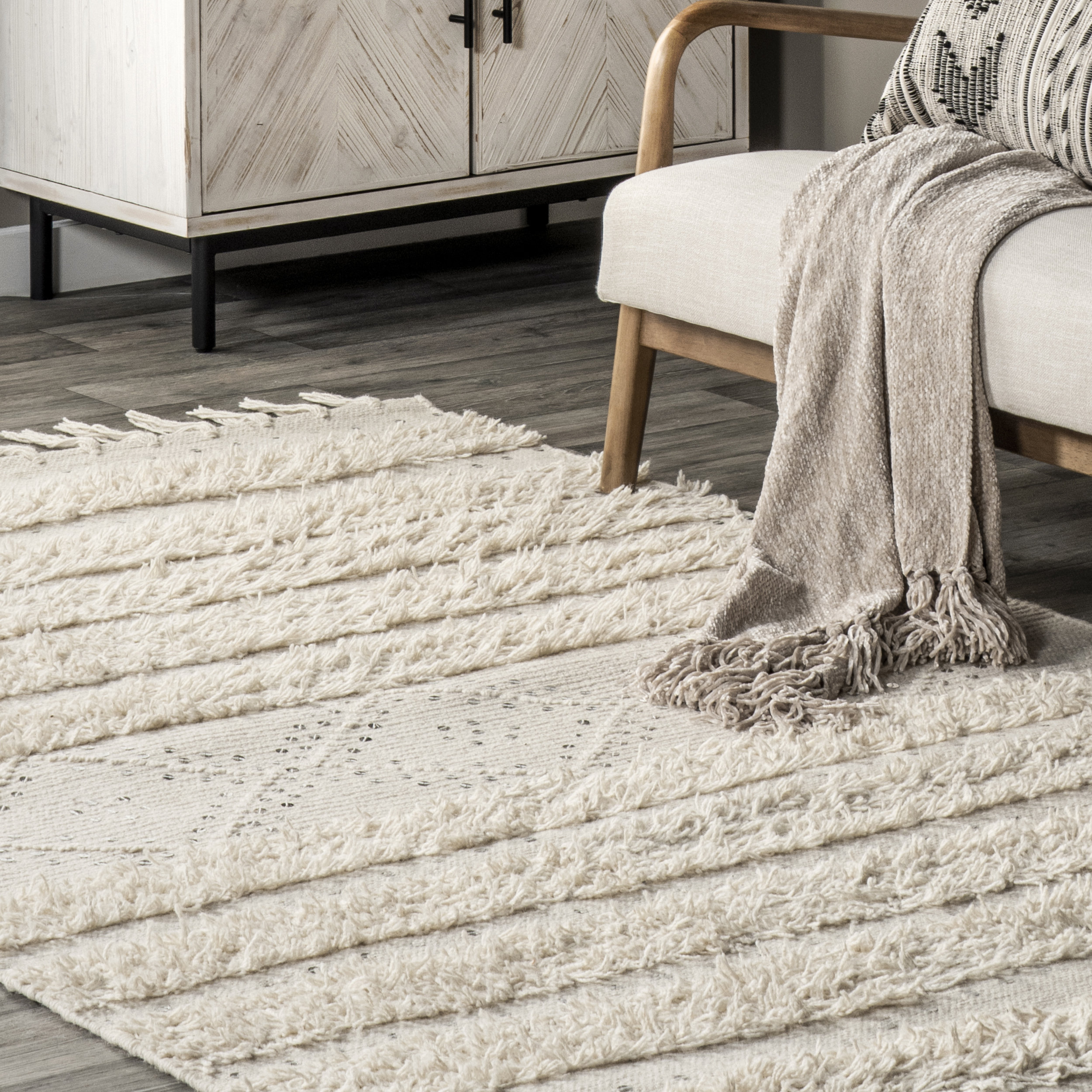 Union Rustic Domenic Handmade Hand Hooked Wool Ivory Rug | Wayfair
