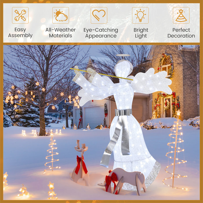 The Holiday Aisle® Angel Christmas Decoration Lighted Display & Reviews ...