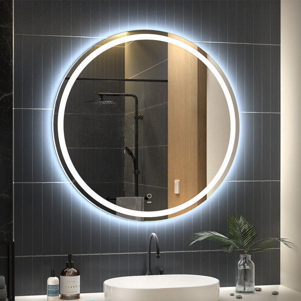 Lighted-round-mirror- | Wayfair