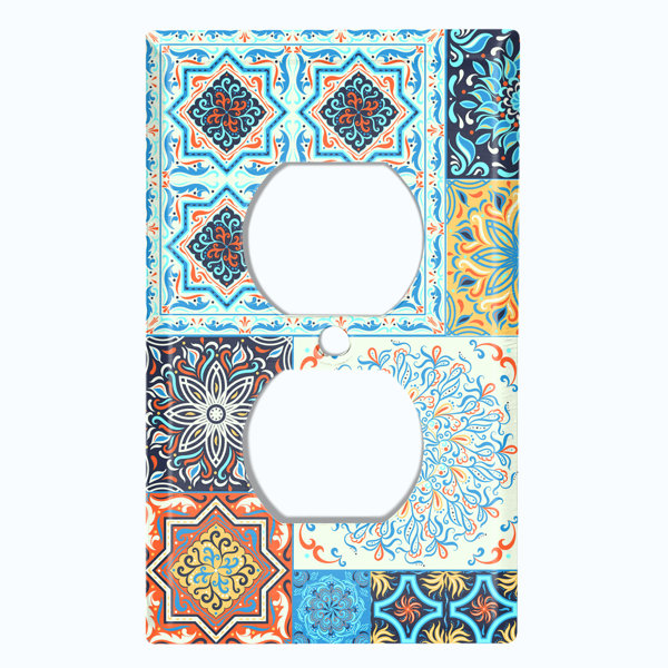 WorldAcc Colorful Tile Patch Work Duplex Outlet Wall Plate | Wayfair
