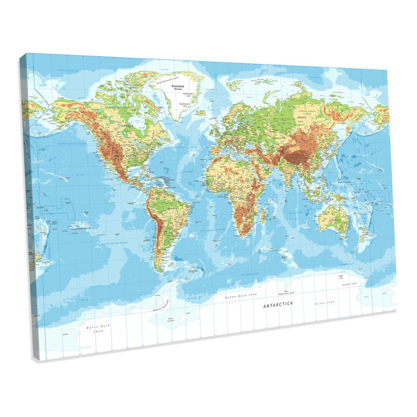 Sugar And Ink Canvas Art Print Detailed Map Of The World - Wrapped ...