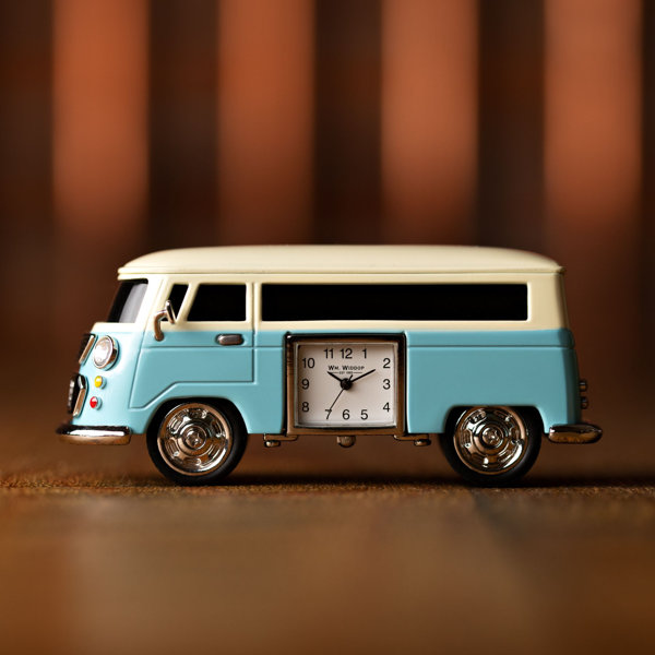 Wm Widdop Analog Metal Quartz Tabletop Clock in White/Blue | Wayfair.co.uk