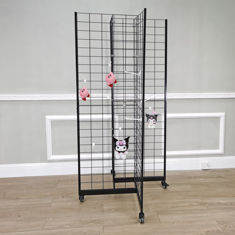 Rebrilliant Four-Sided Gridwall Display Rack Black 33.5X33.5X70" 3X4 ...