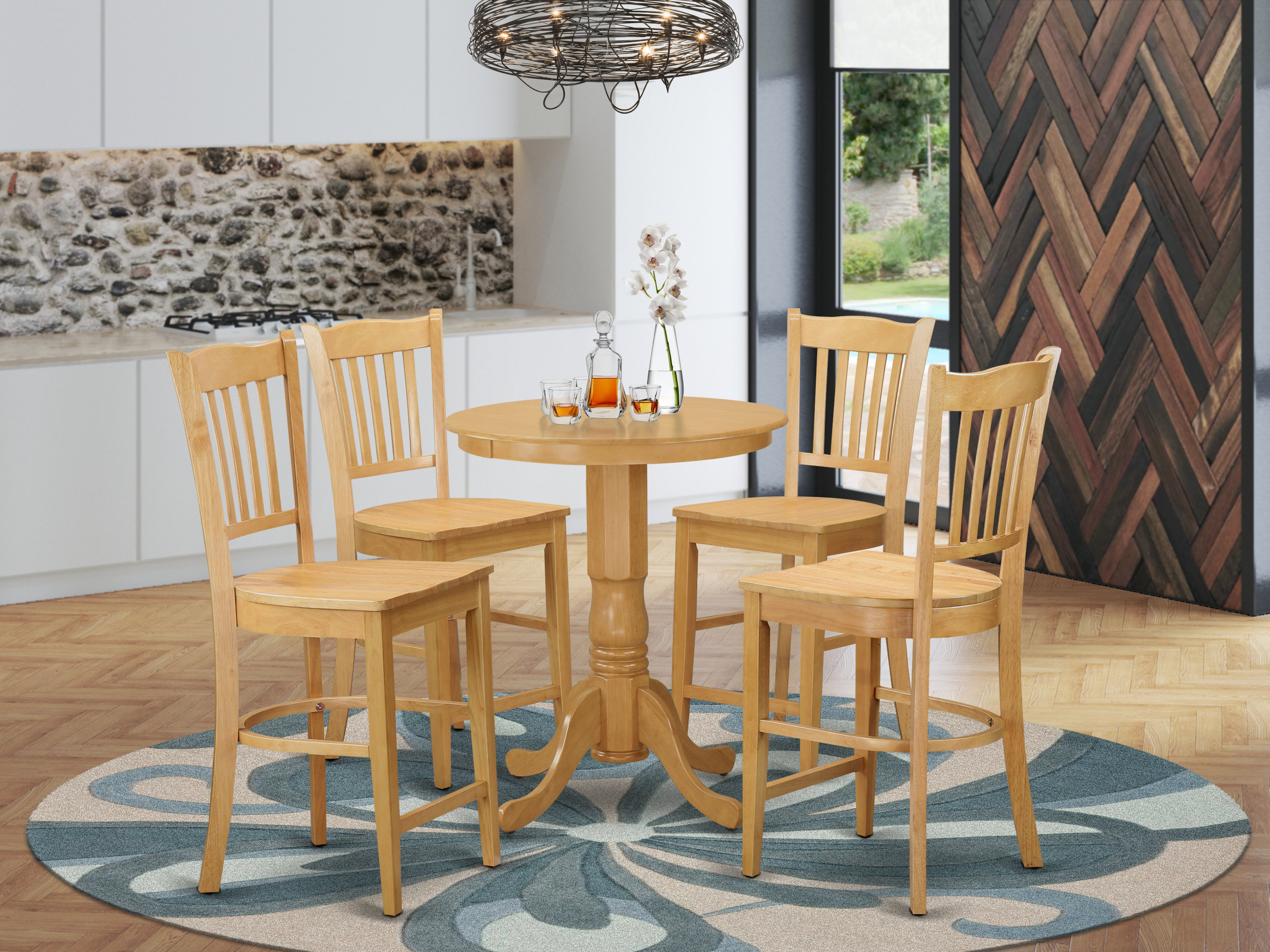 Charlton Home® Smithson Counter Height Solid Wood Dining Set & Reviews ...