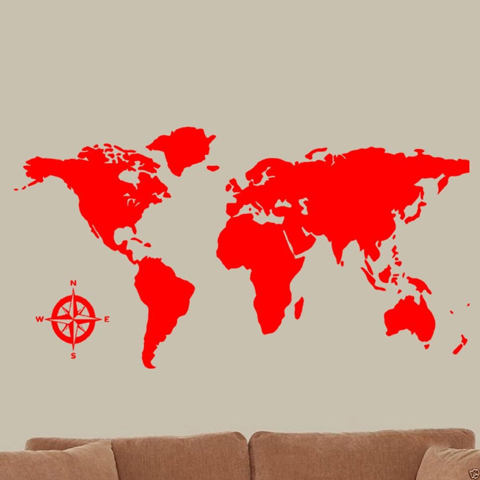 World Menagerie World Map Global Vinyl Wall Decal & Reviews | Wayfair