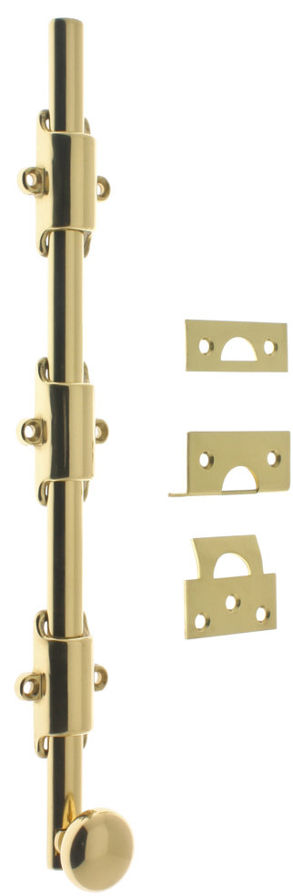 idh by St. Simons Solid Brass 12" Heavy Duty Surface Bolt with Round ...