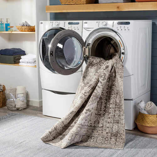 Mistana™ Dickison Machine Washable Oriental Dark Brown/Gray Area Rug ...