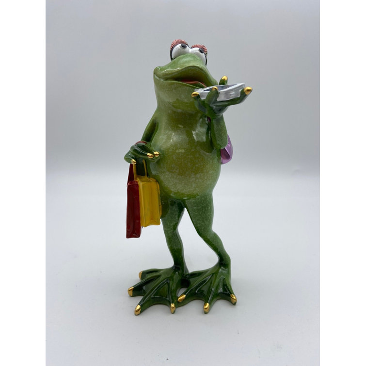 Trinx Glazed Red Eyed Tree Frog Lady with Cell Phone and Shopping Bags ...