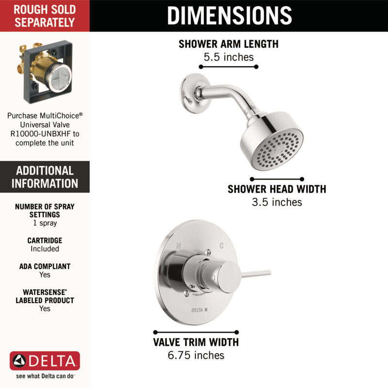 Delta Modern Monitor 14 Series Valve Only Trim & Reviews | Wayfair